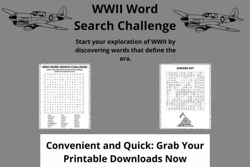 World War 2 Word Search- Uncover the Past with Words. For 9th-12th grade