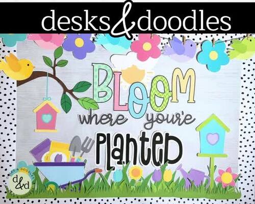 Bright Spring Garden Bulletin Board Set - Bloom Where You are Planted ...