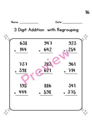 Three Digit Addition with Regrouping Worksheets by RED Sheets | TPT