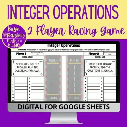 Integer Operations 2 Player Game Activity by Math By B Squared | TPT