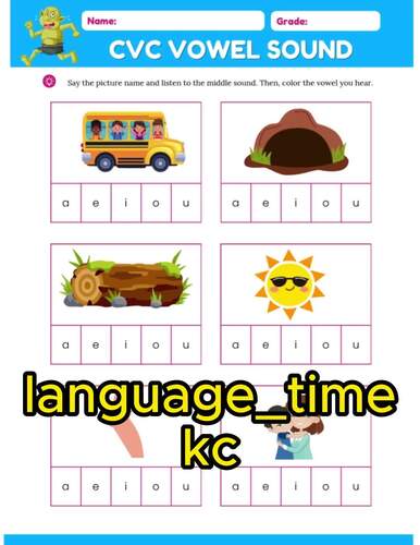 free CVC Short Vowel Sounds Worksheet activity Phonics by LanguageTime