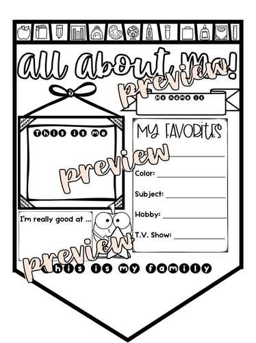 All About Me Bunting Banner Back to School First Day Activity by Anh Huynh