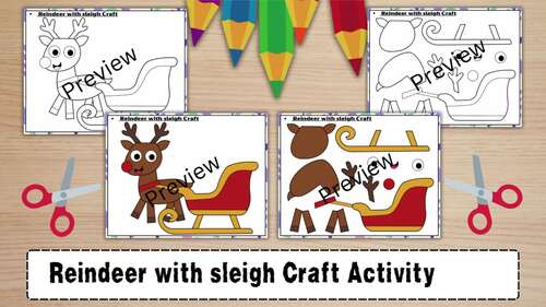 Reindeer with Sleigh Craft | Christmas Cut-and-Paste Activity for Kids