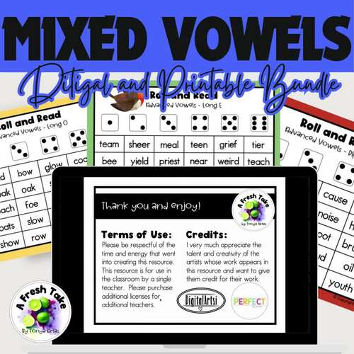 Advanced Vowel Words Sentences Roll & Read |Phonics Games| Digital ...