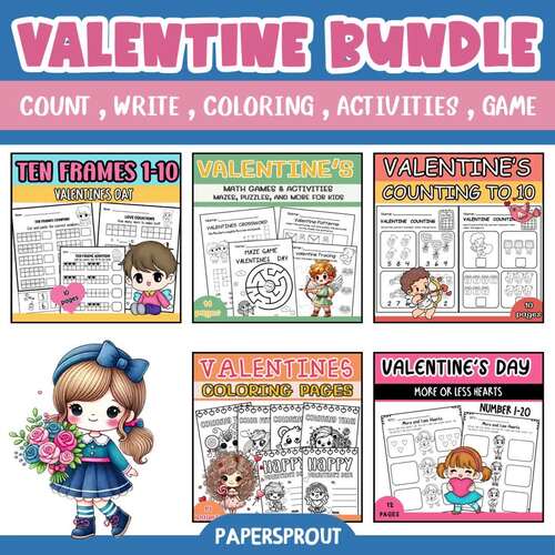 Valentine’s Day Math & Activity Bundle for Preschool, Pre-K, & Kindergarten