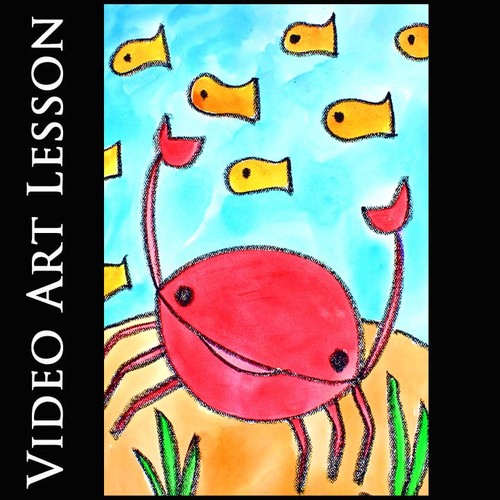 EASY Video Art Lesson | Draw & Paint a Red Crab in the Ocean | SUMMER ...