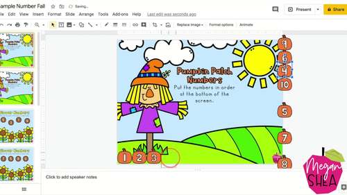 Fall Theme Digital Numbers Google Slides Kindergarten Distance Learning