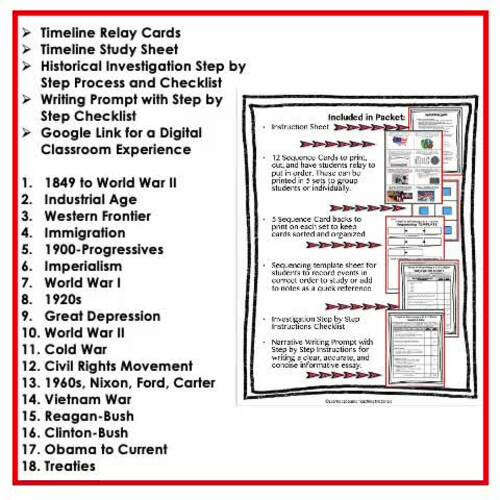 WWII Timeline Relay & Writing Prompt Activity, Google Classroom, Print ...