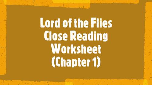 Lord of the Flies Chapter 1 Close Reading Analysis Worksheet - Printable