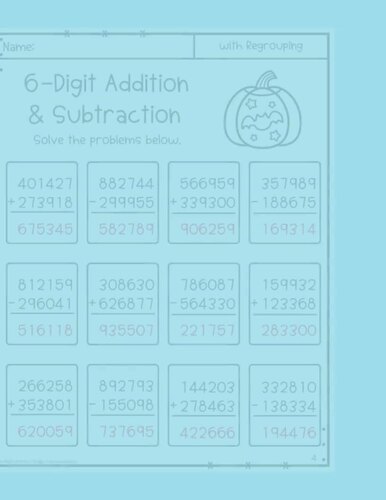Halloween 6 Digit Addition & Subtraction With Regrouping Spooky Math ...
