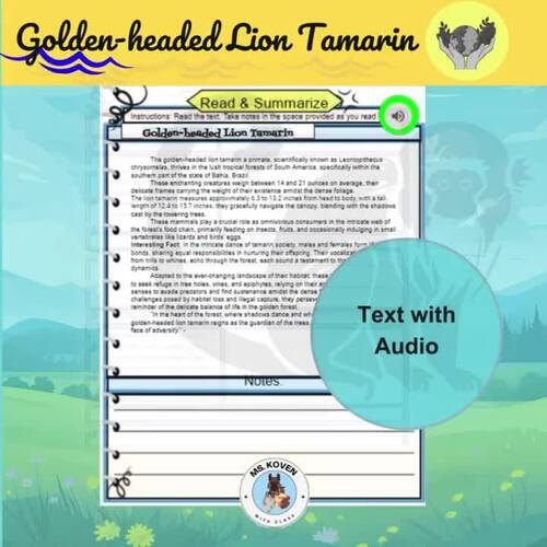Exploring the Golden-Headed Lion Tamarins: Student Paced, Interactive ...