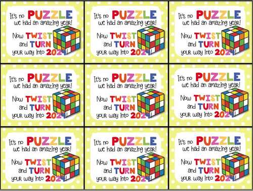 Rubik's Cube (Speed Cube) Christmas (Winter Break) Holiday Gift Tag (EOY)