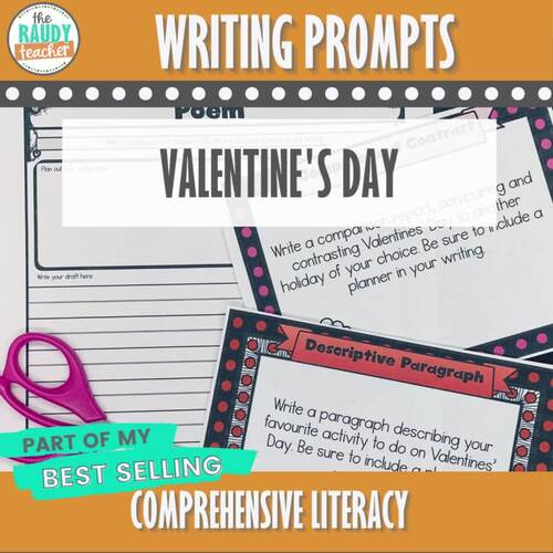 Valentines' Day Writing Prompts | Task Cards AND Worksheets | TPT