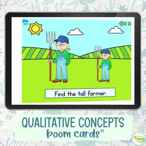 Farm Qualitative Concepts Boom Cards™ | Big Small Tall Short Same Different