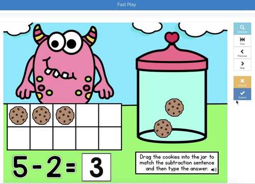 Cookie Subtraction to 10 - Digital Task Cards - Boom Cards by My ...
