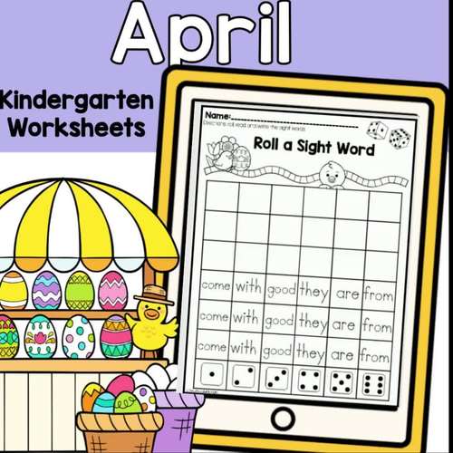 Kindergarten Morning Work | Math + ELA Worksheet Bundle | April | No Prep