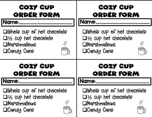 Hot Chocolate Order Form | Holiday Celebration | Editable by Copies and ...
