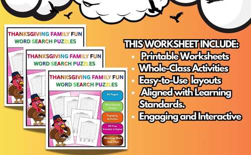 Thanksgiving Family Fun Word Search Activities Morning Work 4th,5th,6th ...