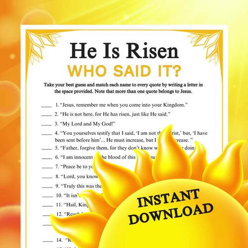 He Is Risen Who Said It Game | Easter Character Match Bible Quote