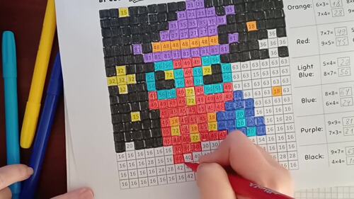 3rd–4th Grade Multiplication Facts Pixel Art Printable Fluency Practice