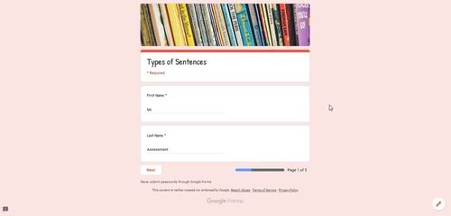 Types of Sentences Quiz - Digital Google Forms™ Assessment - Distance ...