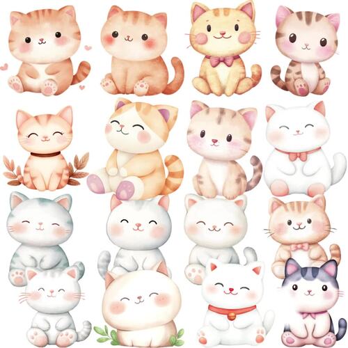 DCA005 Cute Cats Clipart by Ping Ping Studio | TPT