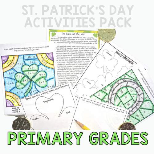 St. Patrick's Day Primary Activities and Bulletin Board | Math and ELA