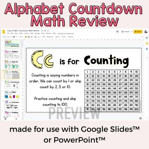 Alphabet Countdown Digital Math Review for PowerPoint and Google Slides™