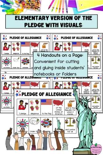 ESL Pledge of Allegiance Handouts Posters Presentation Elementary MS and HS