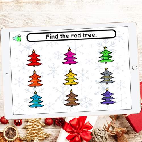 Find the RED Color Recognition | BOOM CARDS with audio | Christmas