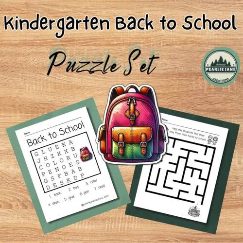 Back to School Puzzles for Kindergarteners- Word Search & Maze | TPT