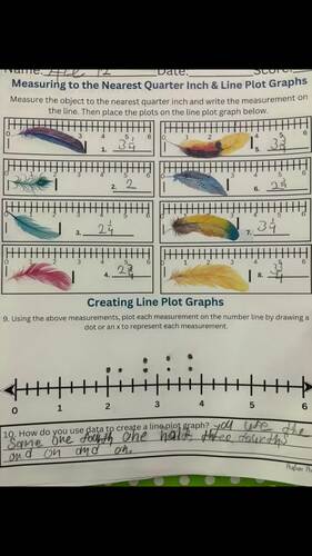Line Plot Graphs & Measuring to the Nearest Quarter Inch | Measuring ...