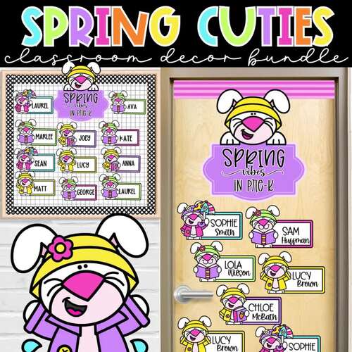 SPRiNG Bulletin Board Kit | Door Decor | Classroom Labels and Tags EDITABLE