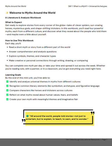 Myths Around the World: A Literary Mini Unit | Global Reading & Writing ...