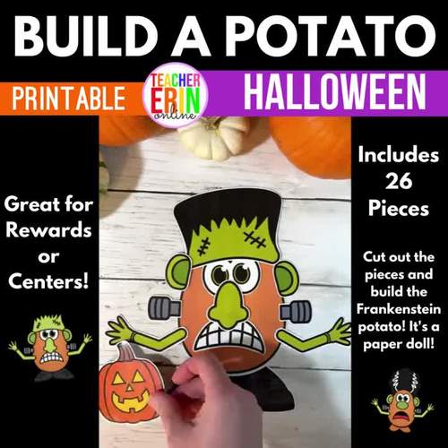 Build A Potato Mr. & Mrs. Frankenstein Halloween Paper Doll Dress Up Reward