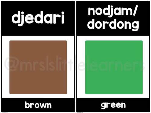 Colour Words | Noongar Language Flashcards & Posters | Nyoongar | TPT