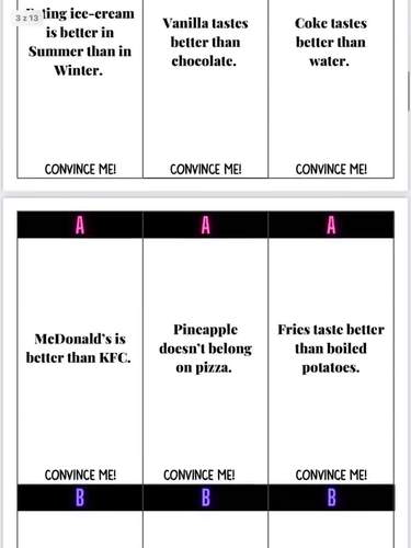 ESL Speaking card game | 72 Convince me cards by DominikaR | TPT