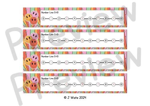 Number Line to 20 Printable Desk Tags & RETRO Theme Math Tool Groovy Labels