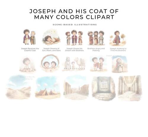 Joseph and His Coat of Many Colors Clipart, Rainbow Coat Bible Story