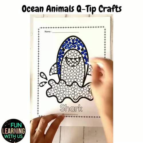 Ocean Animals Q-Tip Crafts | Fine Motor Cotton Swab Activity | TPT