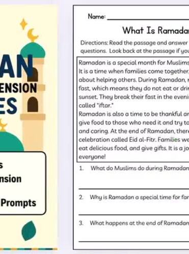Ramadan Reading Comprehension Pack | Passages & Activities Grades 1–3