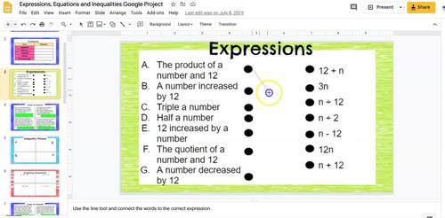 One step, One Variable Expressions, Equations and Inequalities Digital ...