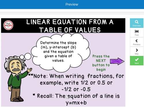 Linear Equations From A Table Of Values With Scaffolding Boom Cards ...