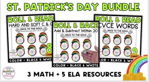 St. Patrick's Day Activities Bundle - March Math and Phonics Centers