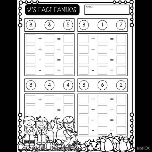 Fall Math Worksheets | Fact Families 6–10 | Addition & Subtraction to 10