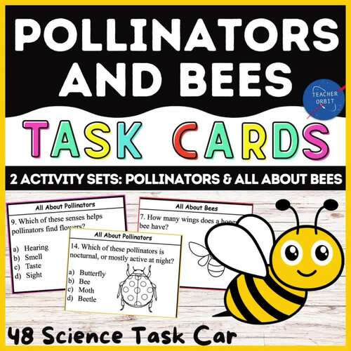 Pollinators & Bees Task Cards | Pollination Science Activities Station Game