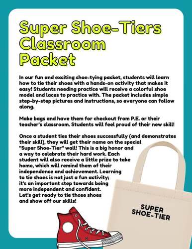 Shoe Tying P.E./Classroom Incentive Packet by Teaching PE with Coach Smith