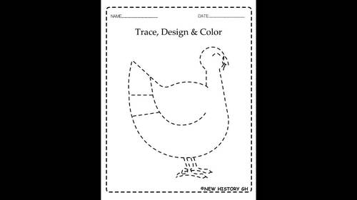 Autumn Thanksgiving Tracing Worksheets | Thanksgiving Dinner Coloring Pages