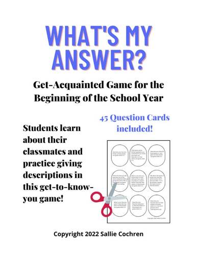 What's my answer? Get-acquainted Back-to-School Game for Middle School