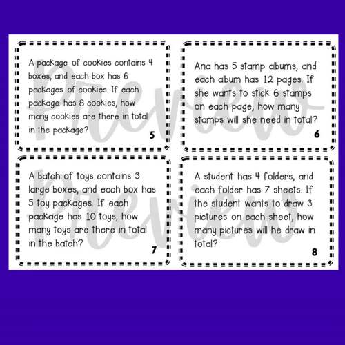 Multi-Step Math Word Problem Task Cards | Multiplication Practice